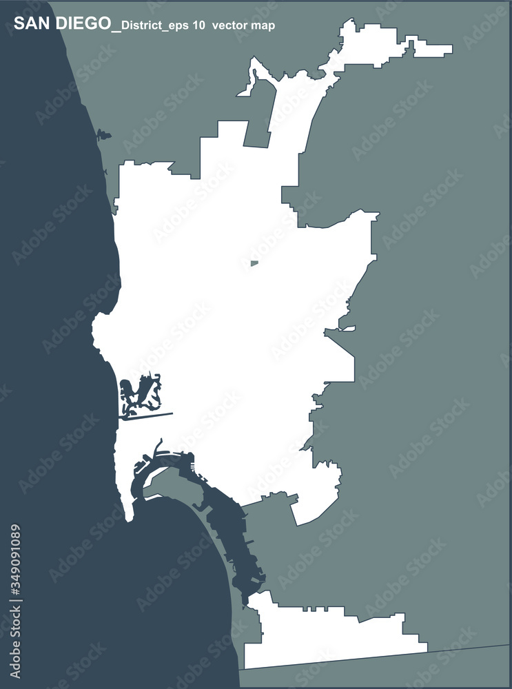 san diego map. san diego, city in california vector map. Stock Vector ...
