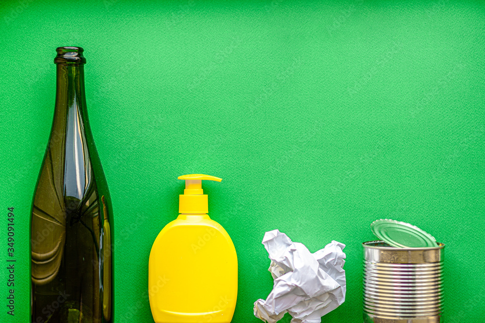 garbage, ecology, garbage sorting concept - layout of waste sorting ...