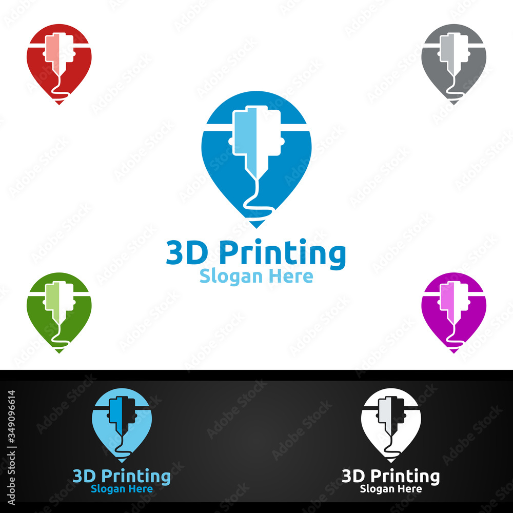 Pin Locator 3D Printing Company Vector Logo Design for Media, Retail ...