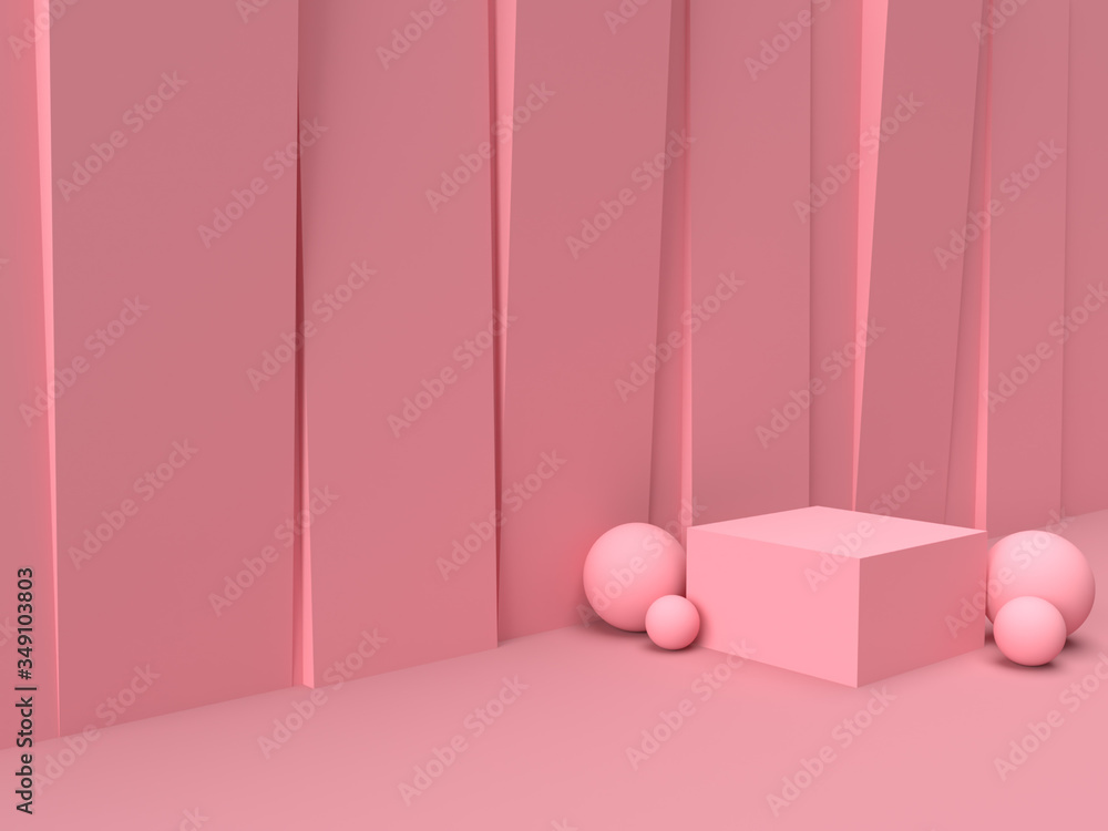 3D abstract render.Pink platform for product display interior podium ...