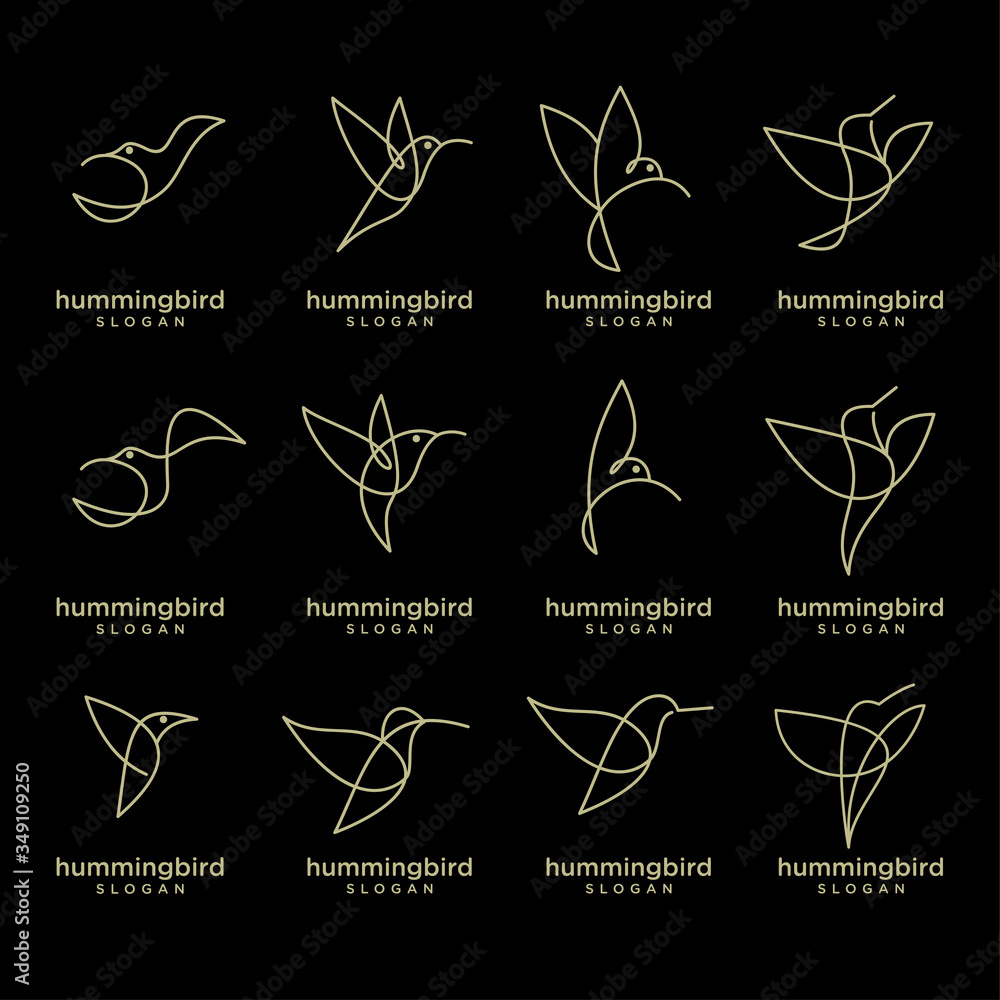 set collection Hummingbird line abstract simple modern gold luxury logo ...