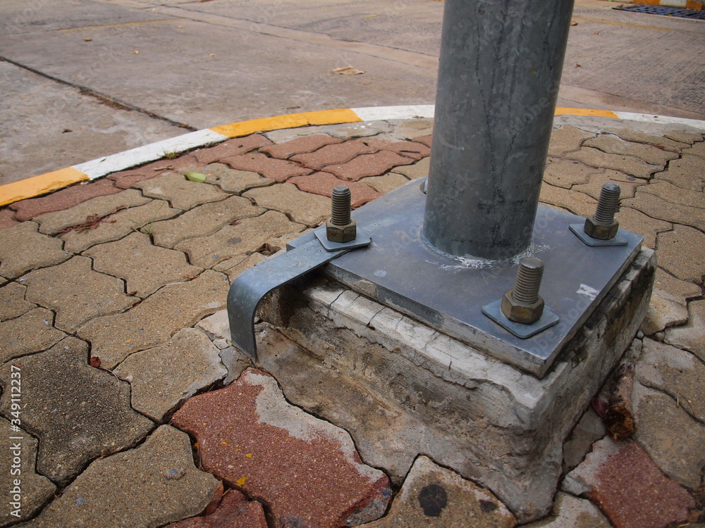 Copper ground rods and ground wires, top view of the grounding cable ...
