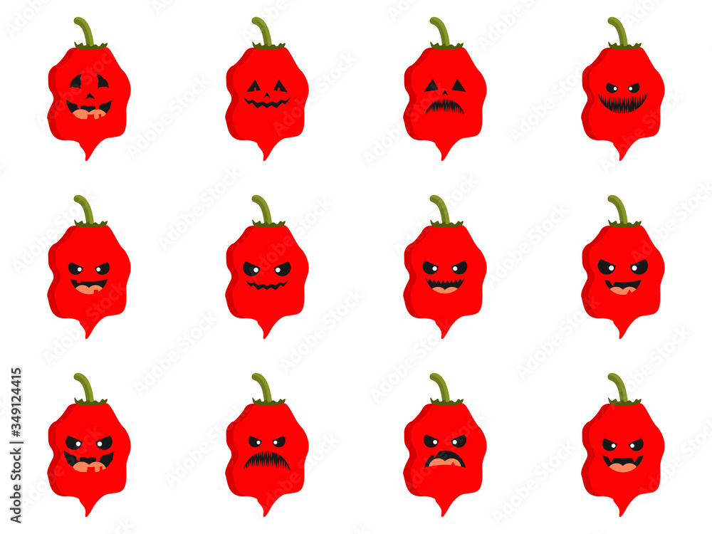 carolina reaper hottest chili pepper cartoon character with scary face ...
