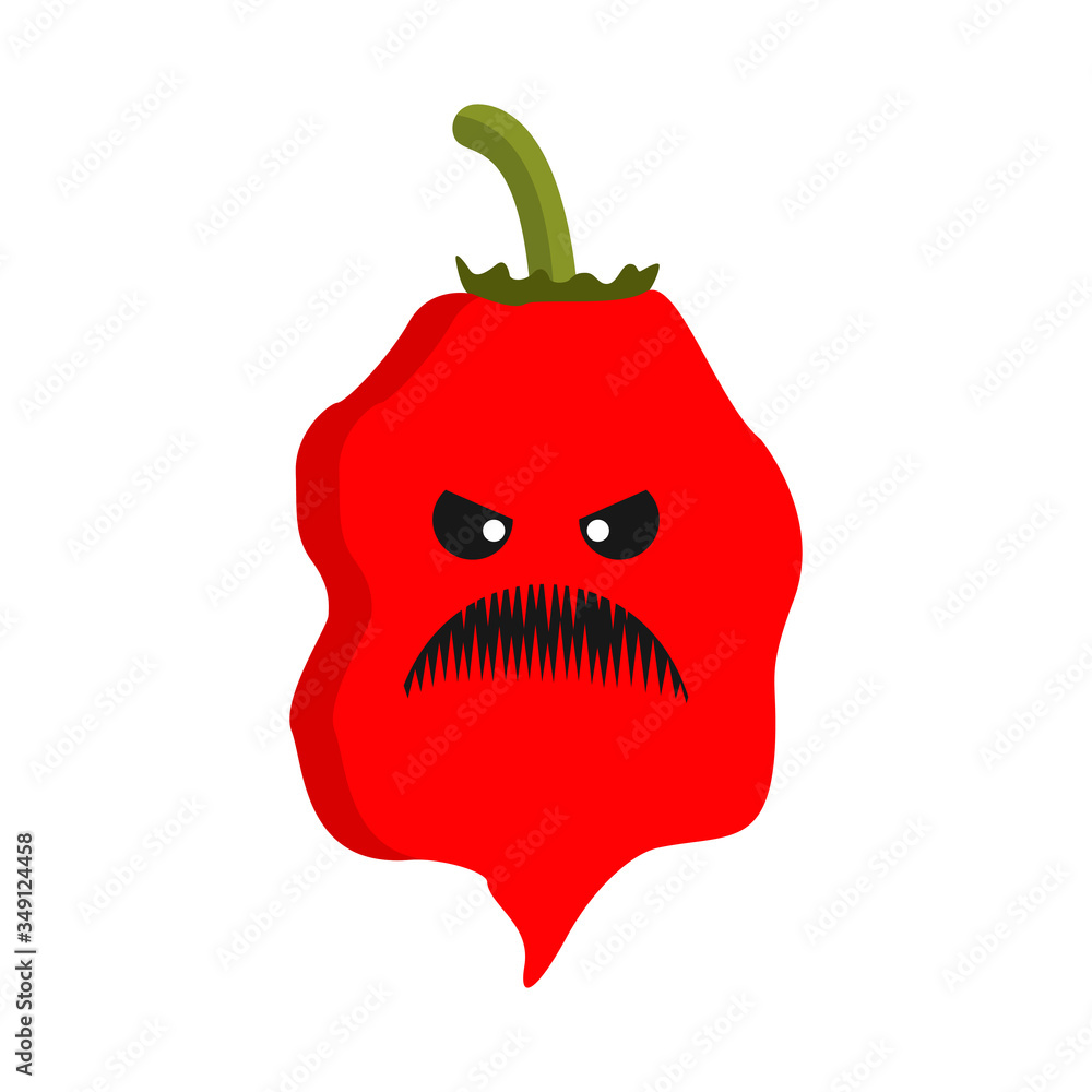 carolina reaper hottest chili pepper cartoon character with scary face ...