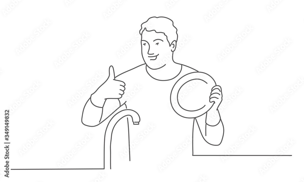 Men Washing Dishes Drawings