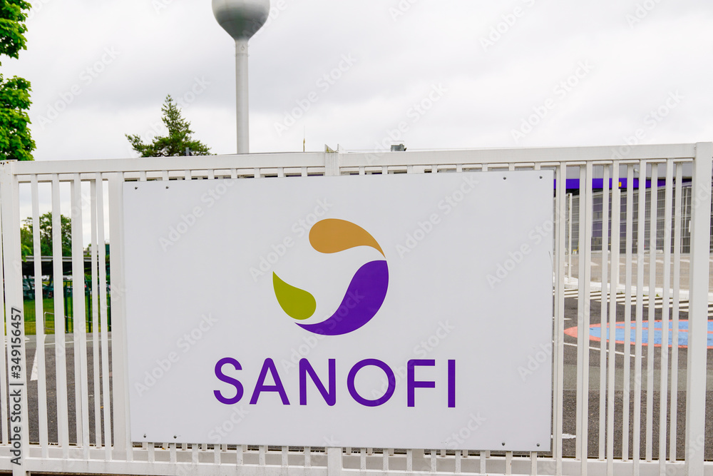 Sanofi office building logo sign French multinational pharmaceutical ...
