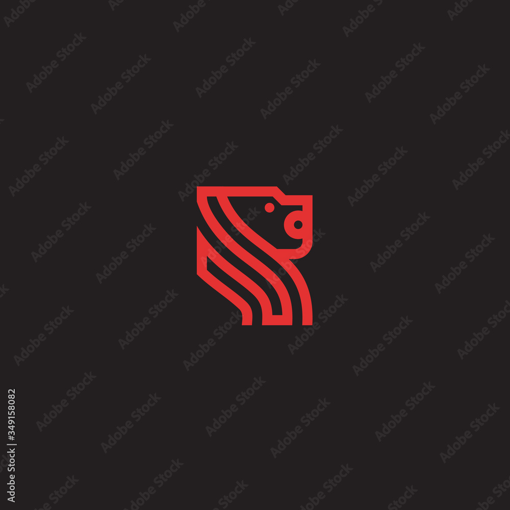 letter r with lion logo design vector silhouette illustration Stock ...