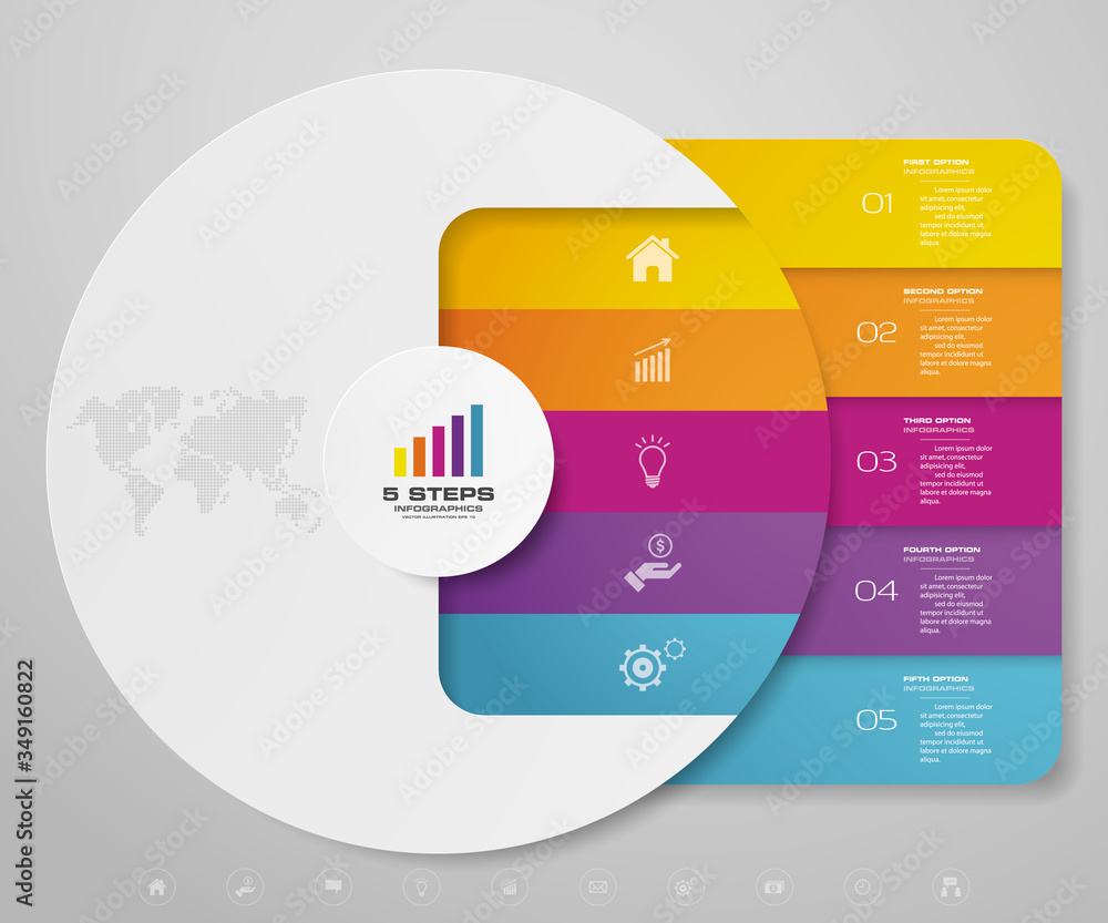 5 steps cycle chart infographics elements for data presentation. EPS 10 ...