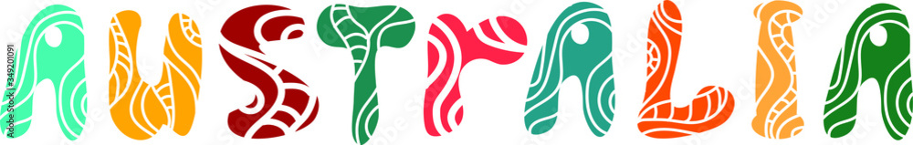 Vektorová grafika „AUSTRALIA .The coloring hand lettering poster for ...