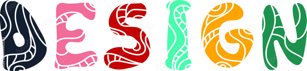 Design Word Text with Creative Handwritten ornament Design Vector ...