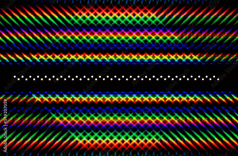 Photograph of a diffraction pattern from a double line of LEDs. Image ...