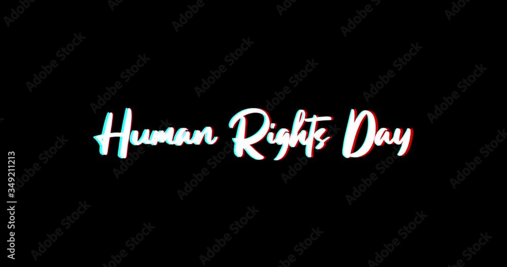 Human Rights Day Calligraphy Text Glitch Effect Animation on Black ...
