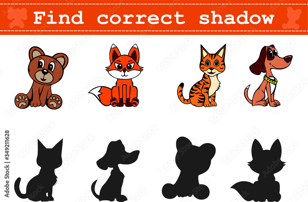 Educational game for preschool children "Find the correct shadow" with ...
