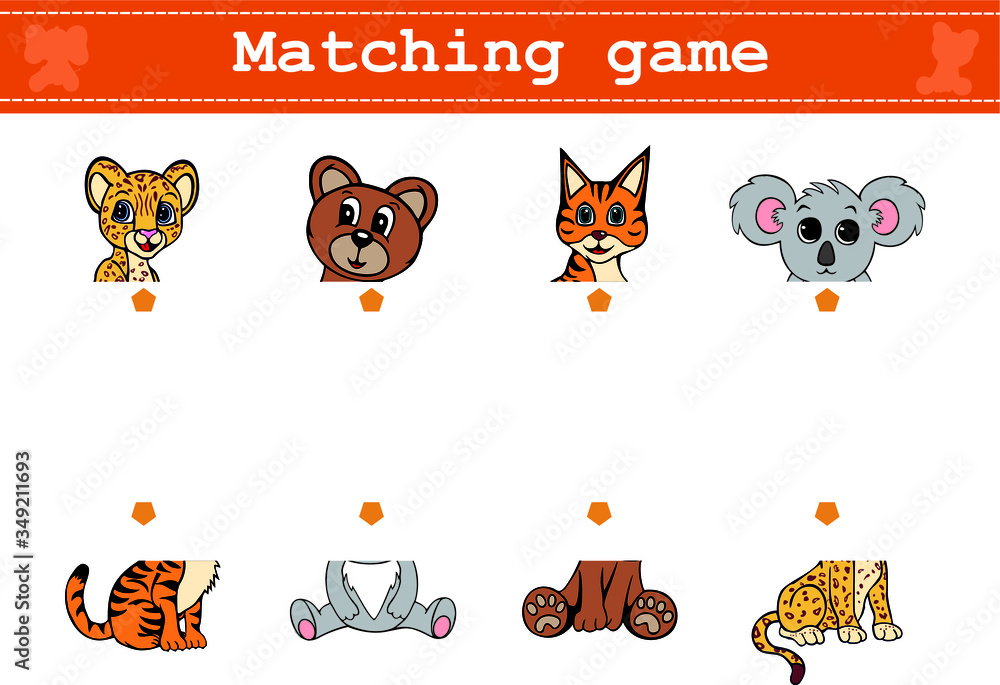 Vetor de Educational matching game for preschool children with funny ...