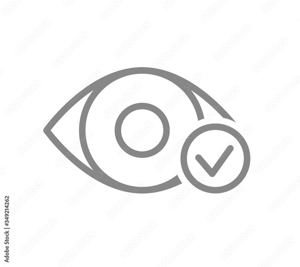 Human eye with tick checkmark line icon. Healthy visual organ symbol ... Human eye with tick checkmark line icon. Healthy visual organ symbol ...