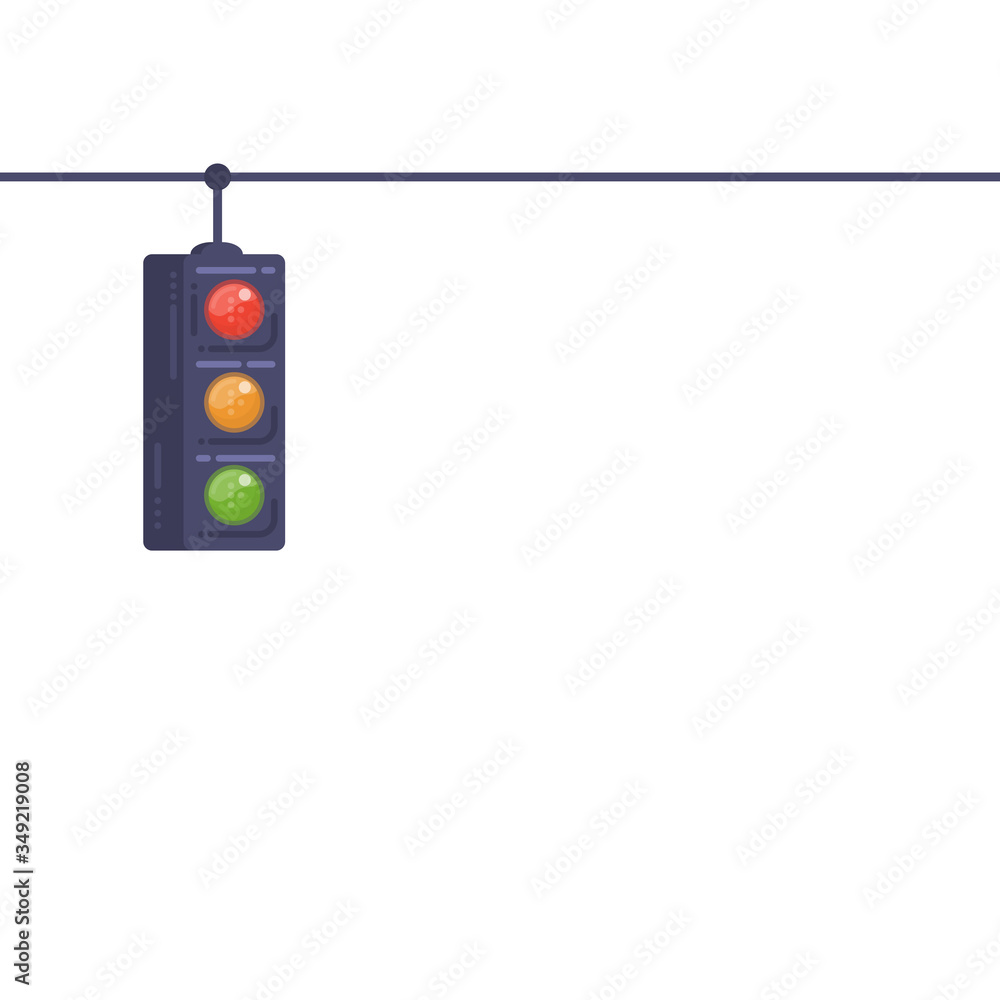 Traffic light banner with white background. Traffic light on wire ...