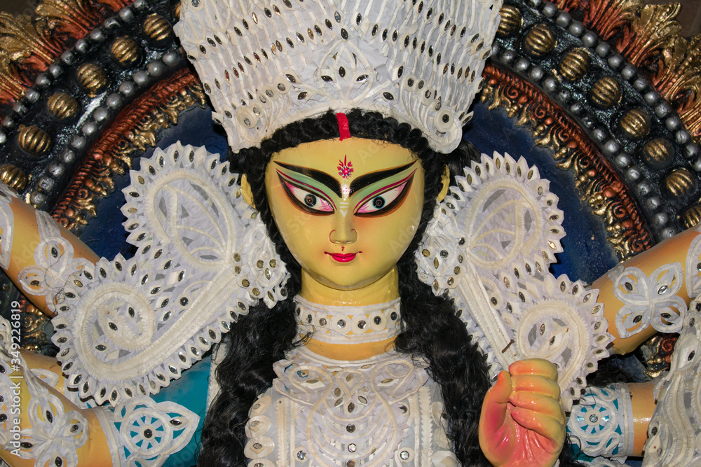 Durga Face During Durga Puja Festival- Goddess Durga - Festival of ...