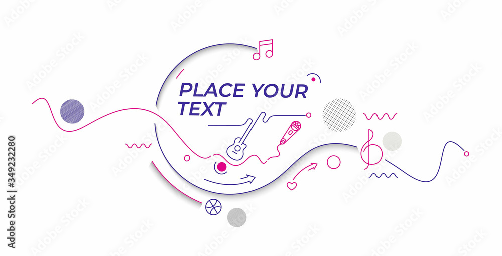 Abstract Music notes banner design, Flat Line art vector illustration ...