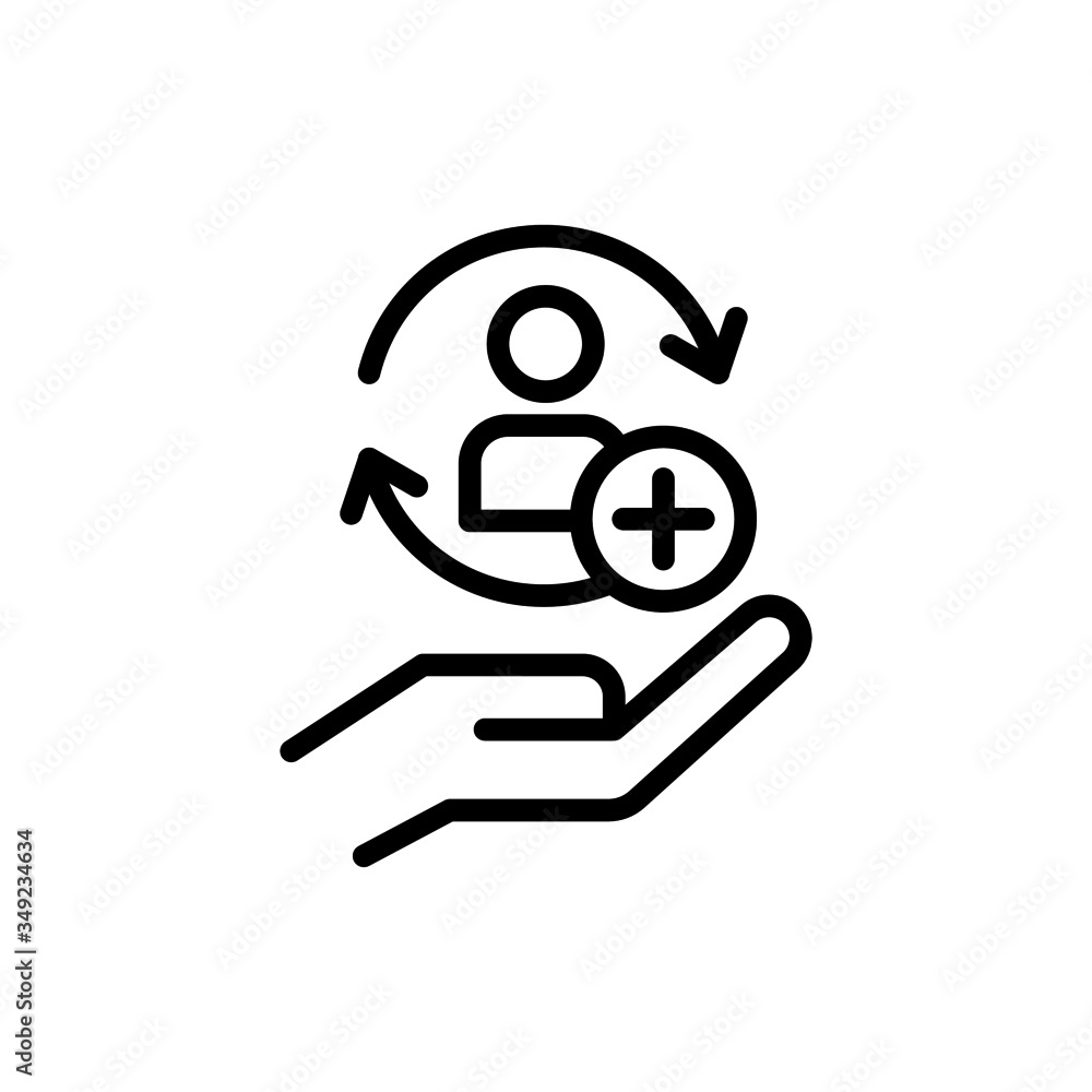 Full customer care service icon with add sign in line art style on ...