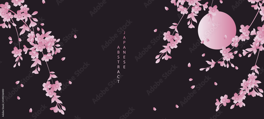 Oriental Japanese style abstract pattern background design black night ...