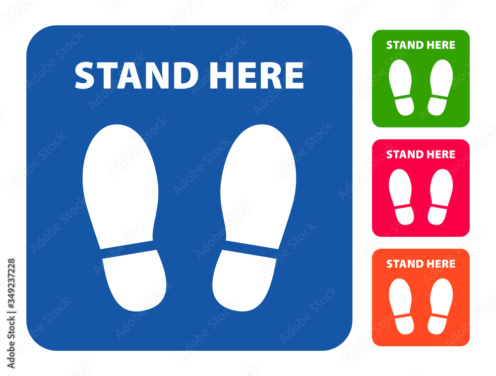 stand here social distancing foot print label vector maintain social ...