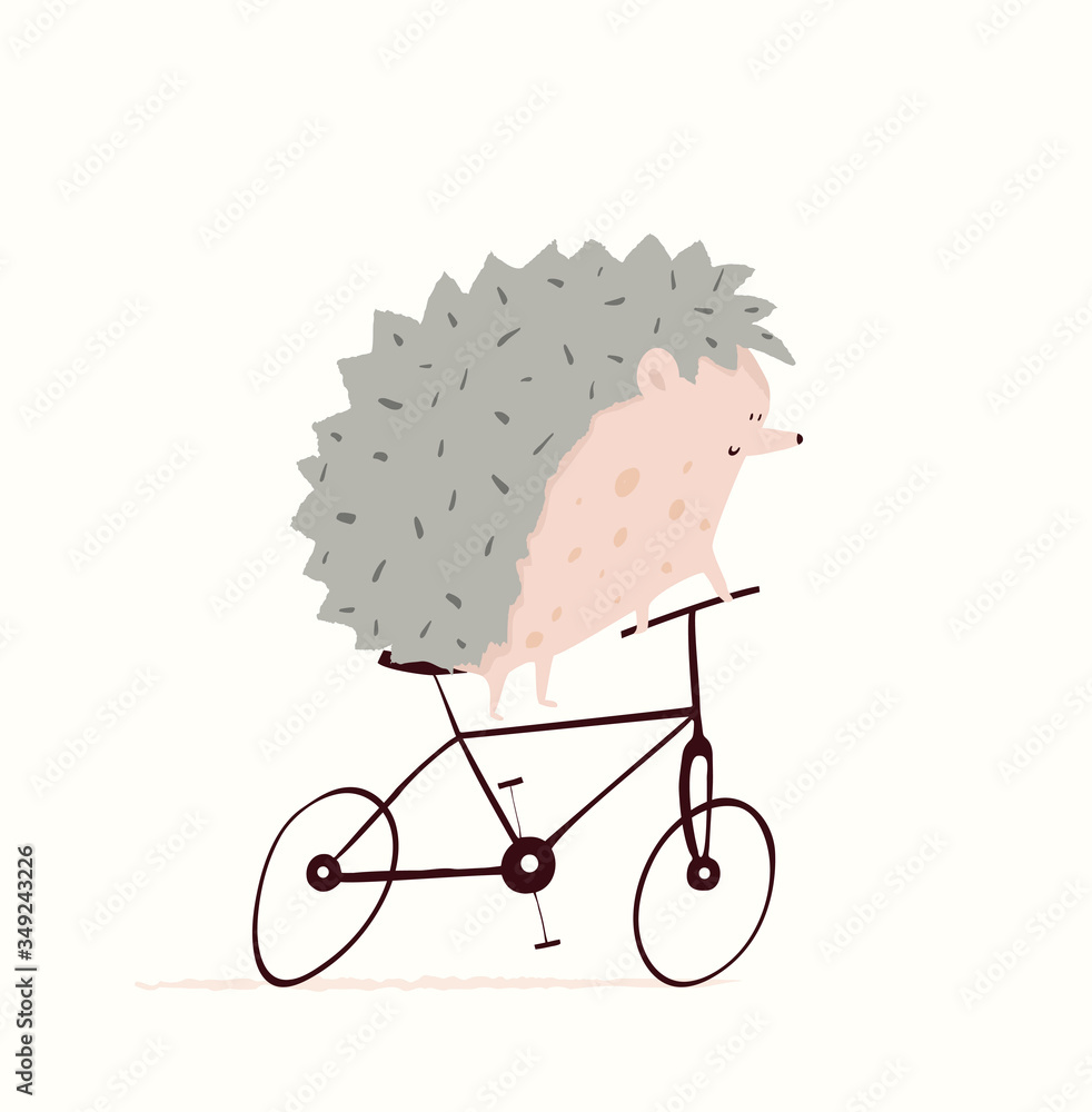 Hedgehog or porcupine riding bicycle design for kids, nursery design ...