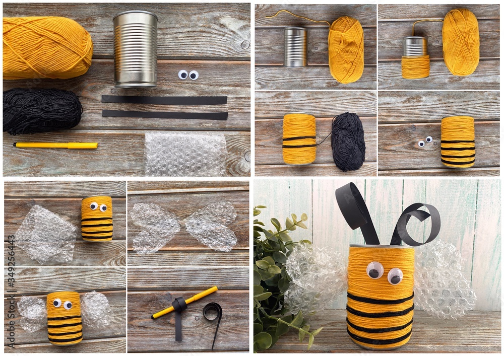 Fotografia do Stock: Collage of photos, children's learning how to make ...