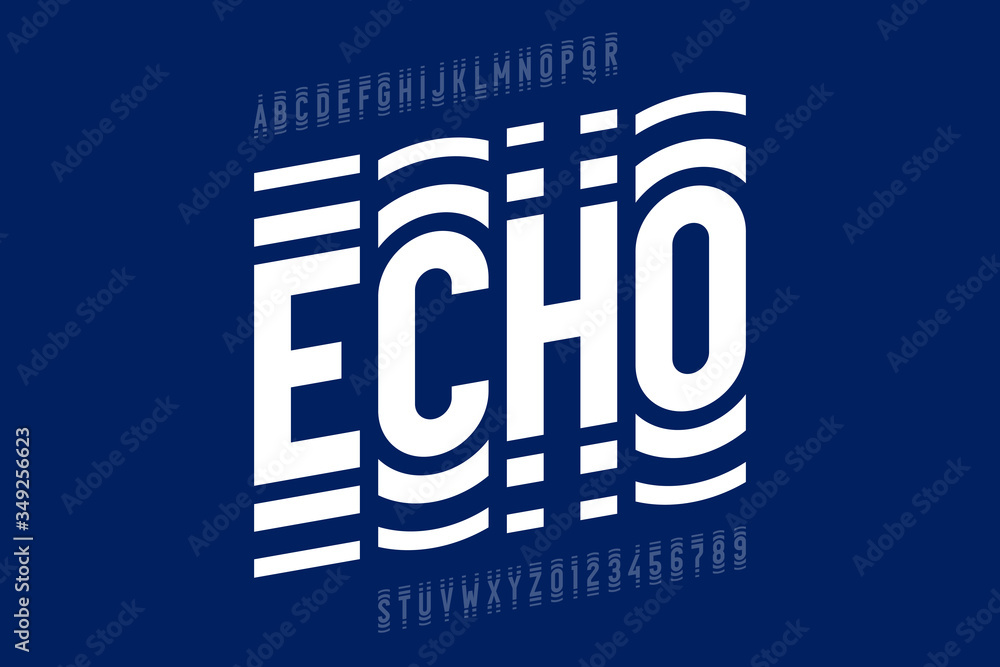 Echo style modern font, alphabet letters and numbers Stock Vector ...