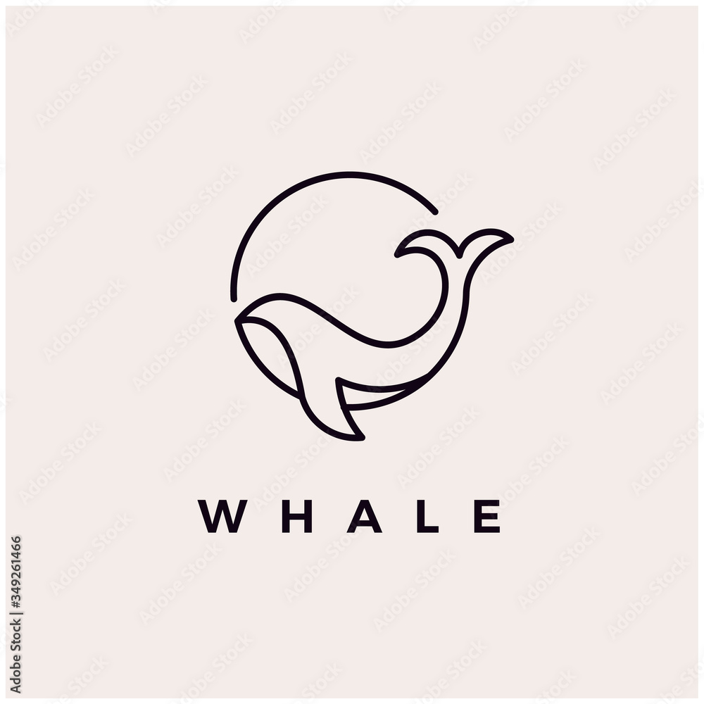 Whale monoline logo design icon vector illustration Stock Vector ...