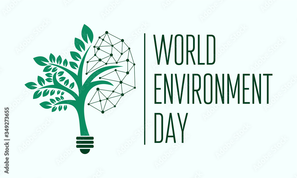 Stylish illustration for World Environment Day with green tree with ...