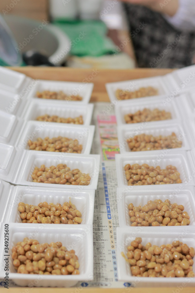 Natto factory and natto dishes. Stock Photo | Adobe Stock