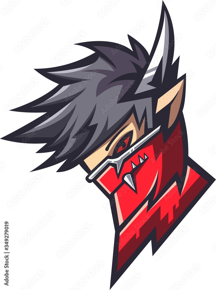 Red Ninja athletic club vector logo concept isolated on white ...