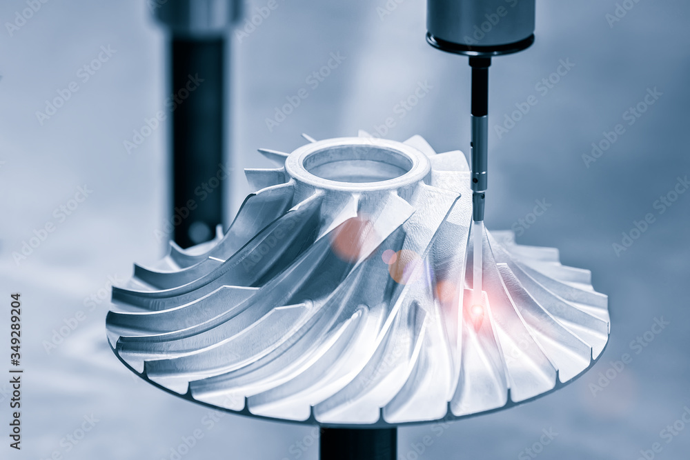 Operator inspection dimension metal parts by CMM after machining ...