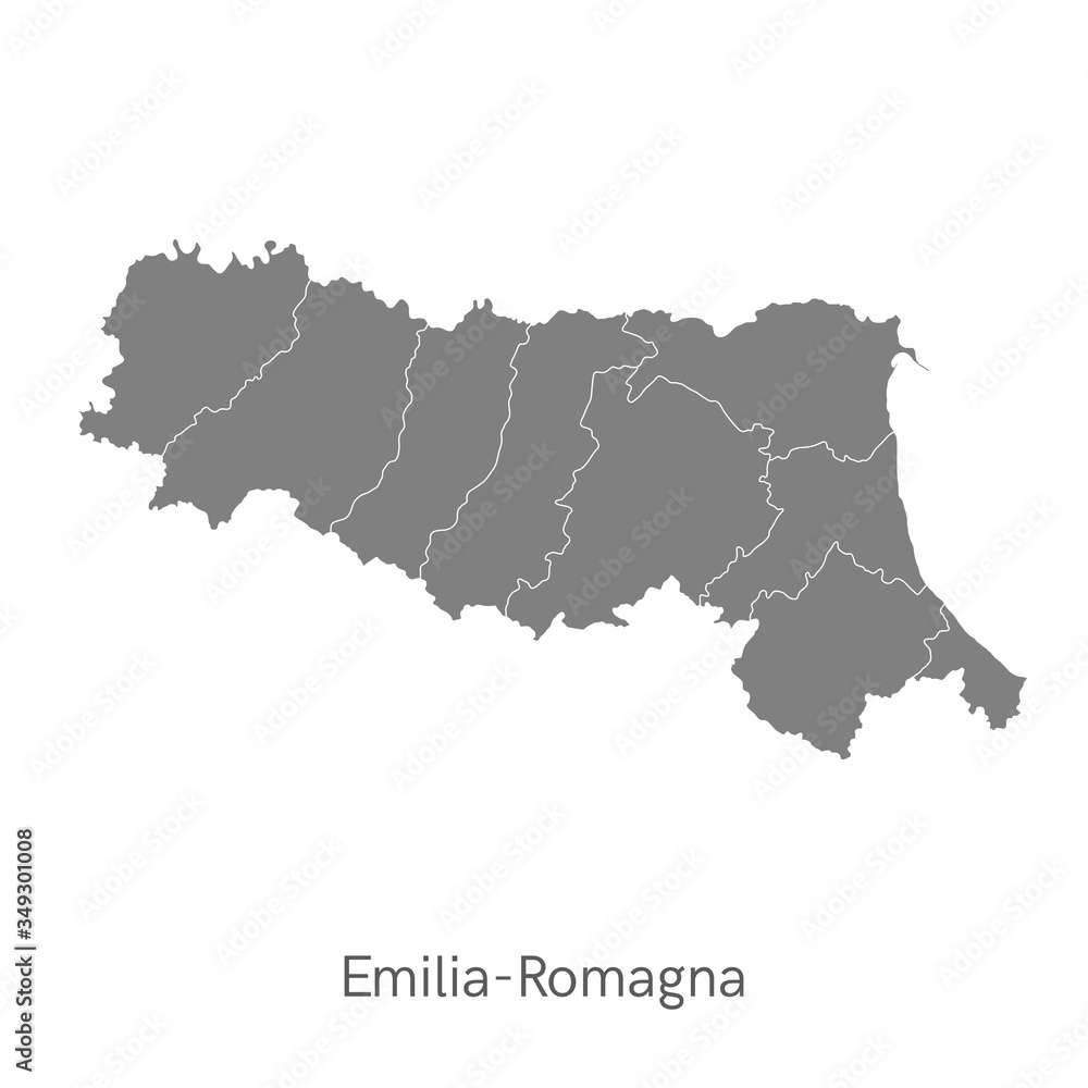 Vecteur Stock Vector illustration: administrative map of Emilia-Romagna ...