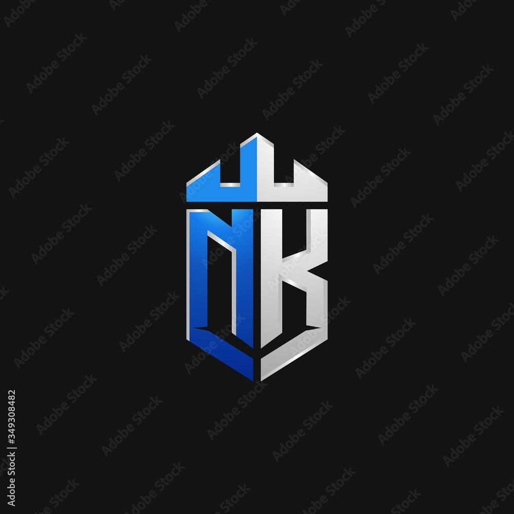 NK initials shield logo monogram designs modern templates. Stock Vector ...