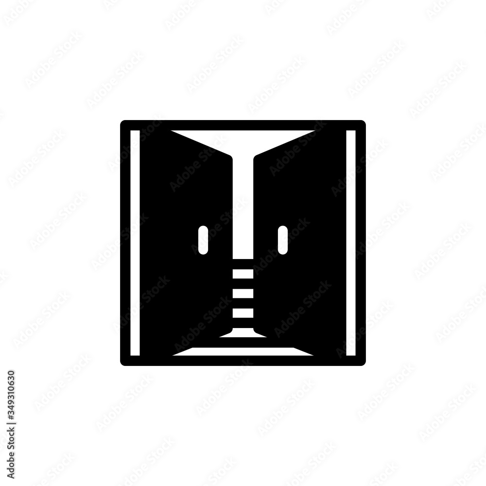 Vecteur Stock Open double door icon in lblack flat design on white ...