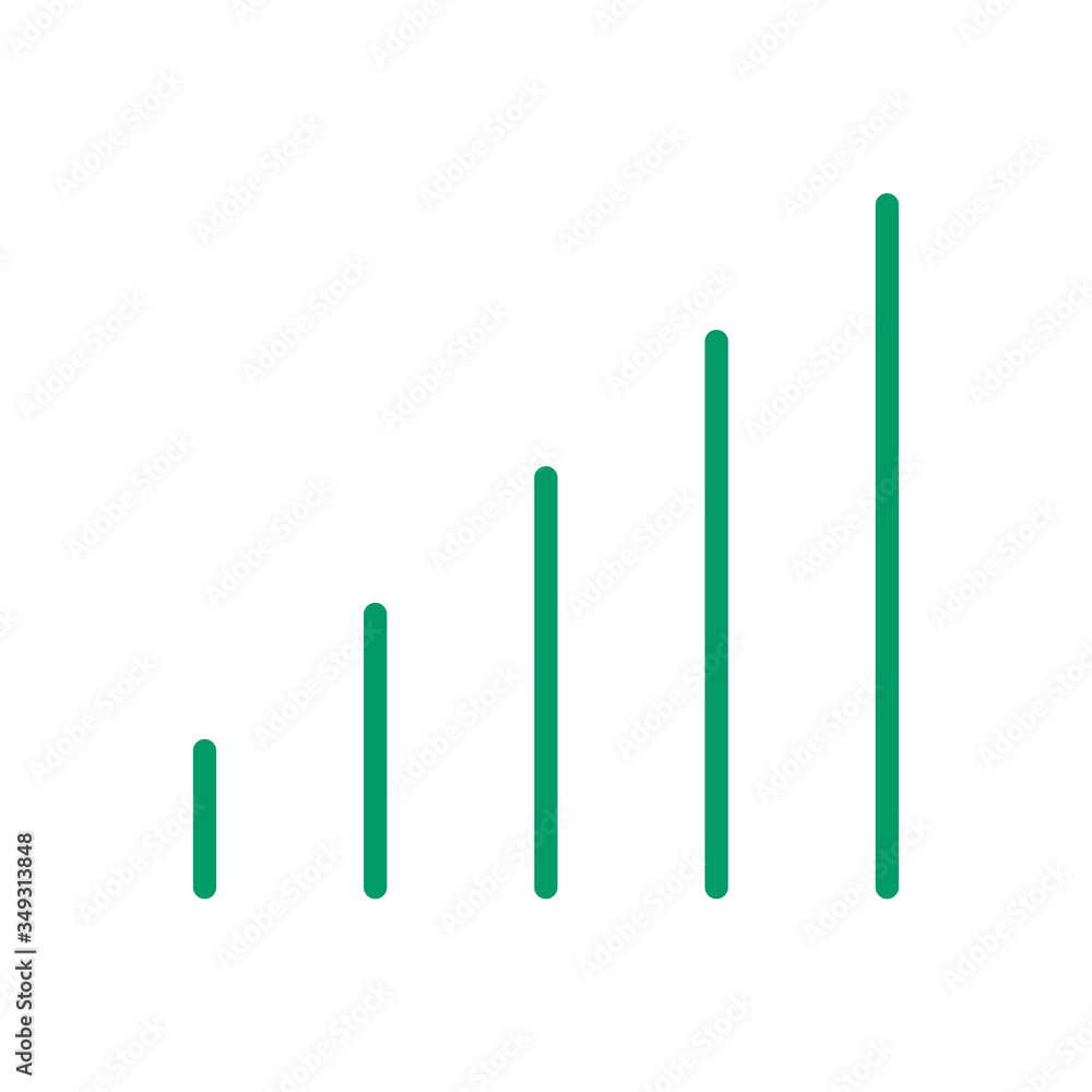 green line graph symbol for icon, simple line bar chart, icon signal ...