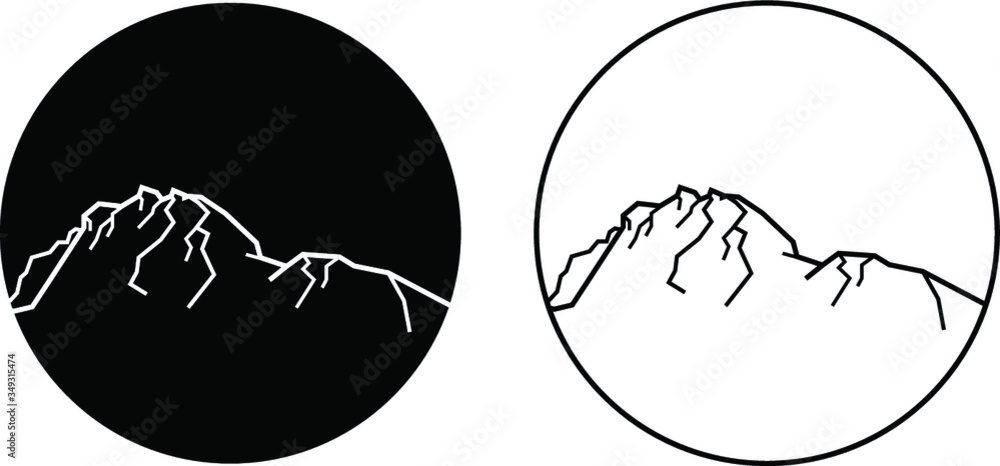 Vector black and white line drawing illustration of mount Monte Rosa ...