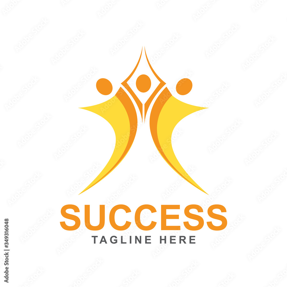 Success logo design template with star shapes and human concept. Symbol ...