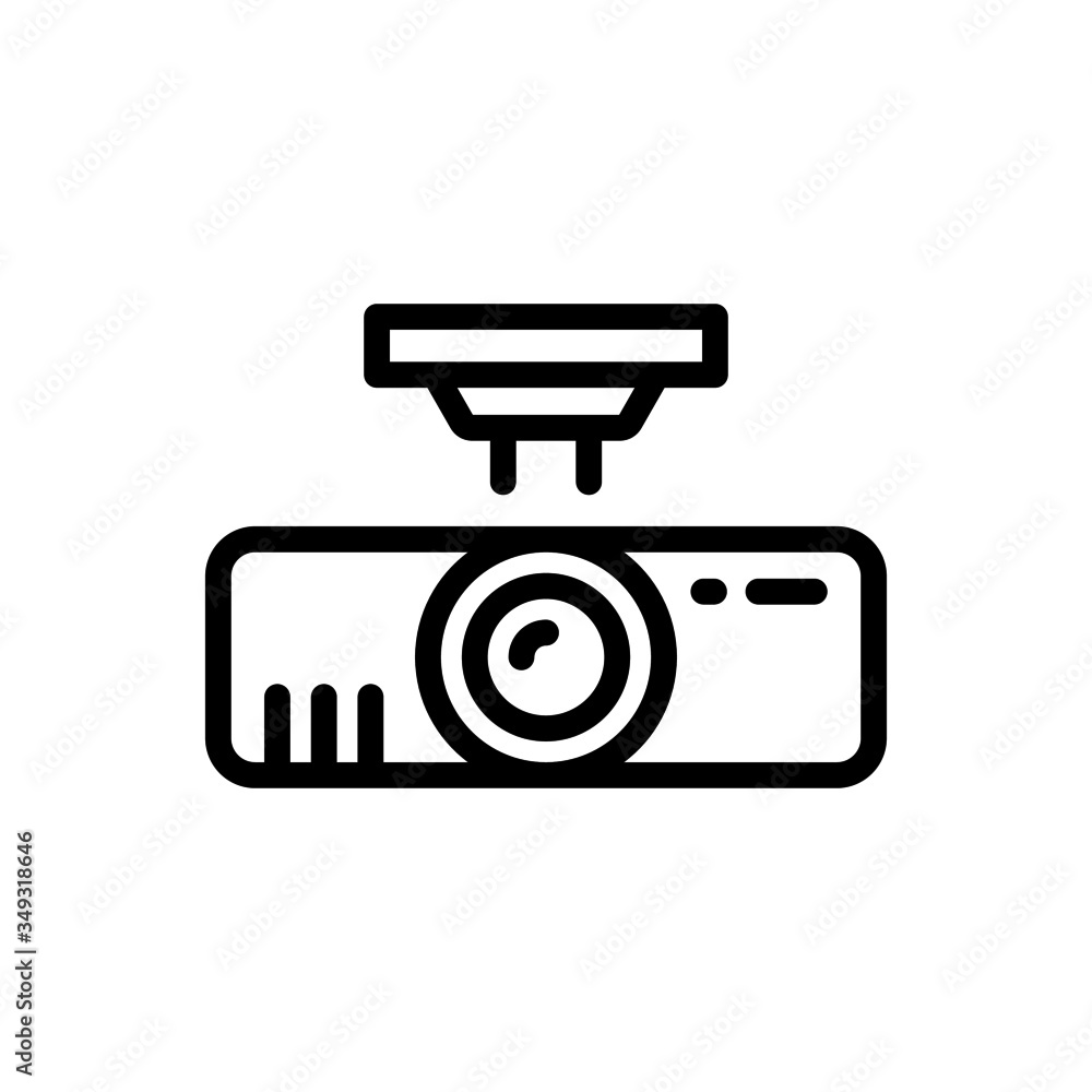 Vehicle dvr camera icon in line art style on white background, sign for ...