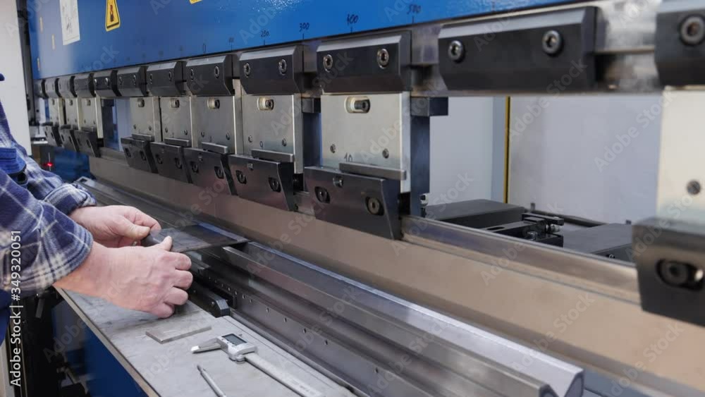 Industrial metal sheet press brake machine operation - hands ...