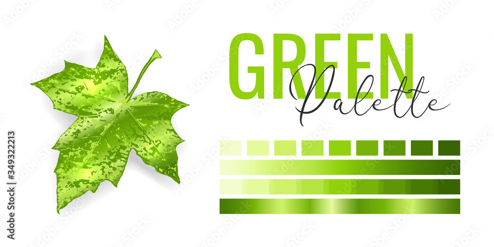 Fashion bright green metallic color trend. Colour palette with ...
