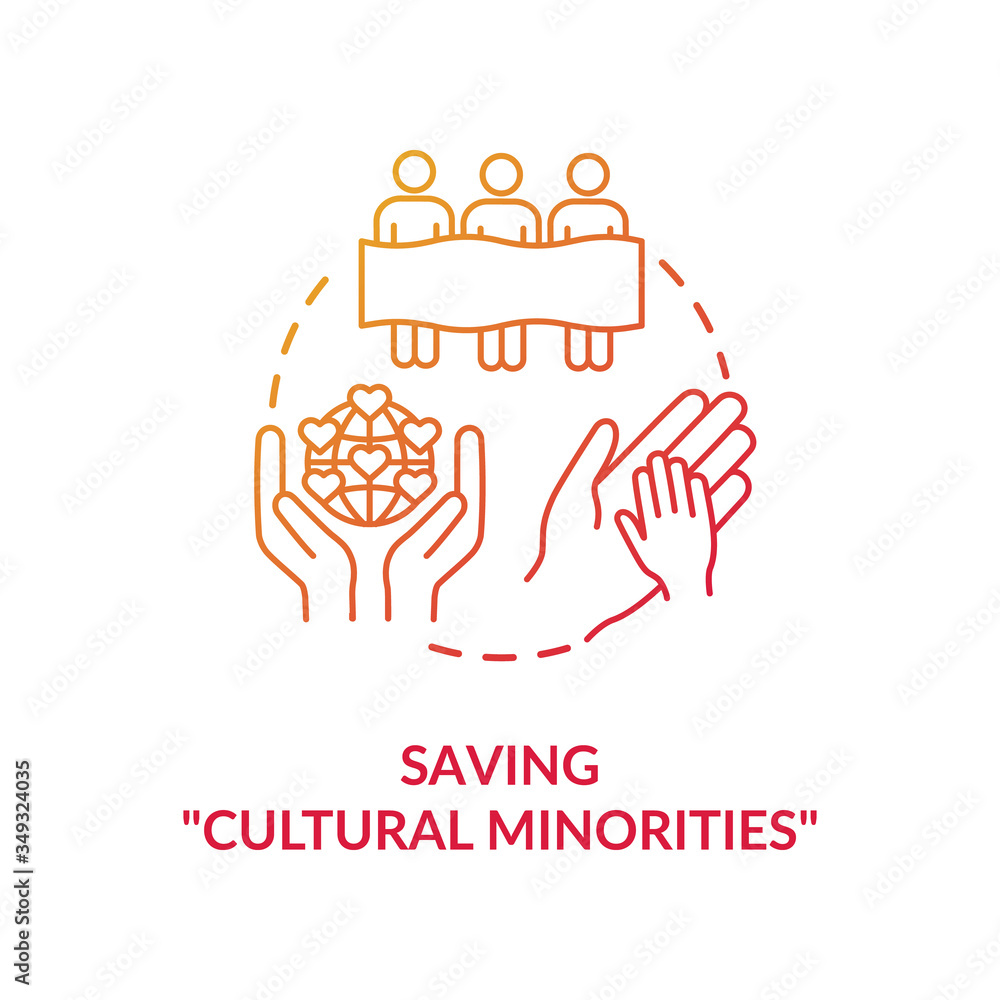 Vecteur Stock Saving cultural minorities red concept icon. Multi ethnic ...