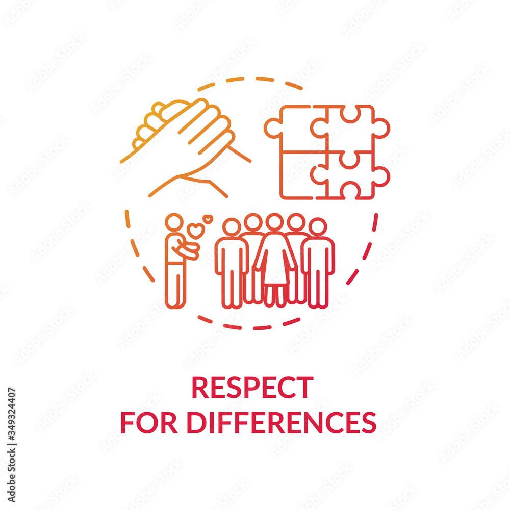 Respect for differences red concept icon. Social right. Human equality ...