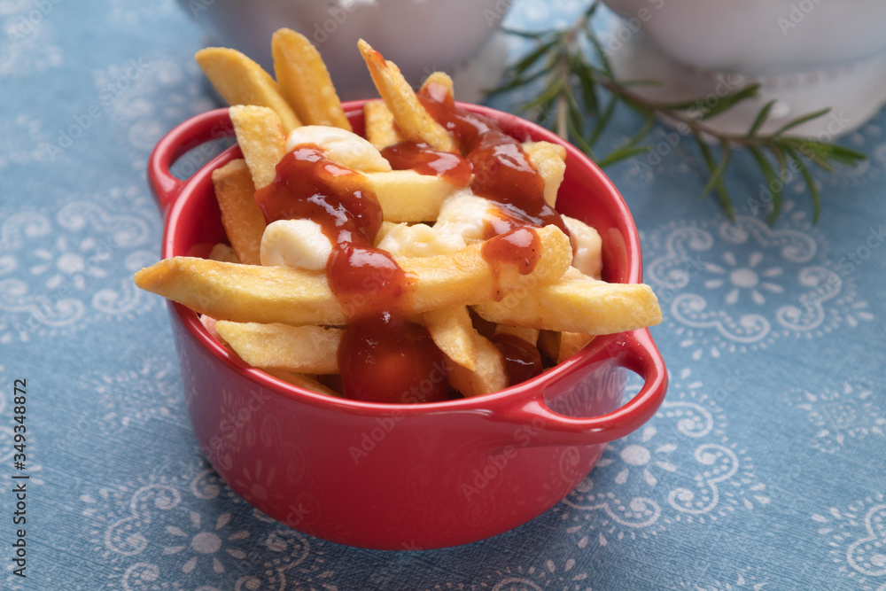 Canadian poutine potato fries with cheese and gravy Stock Photo | Adobe ...