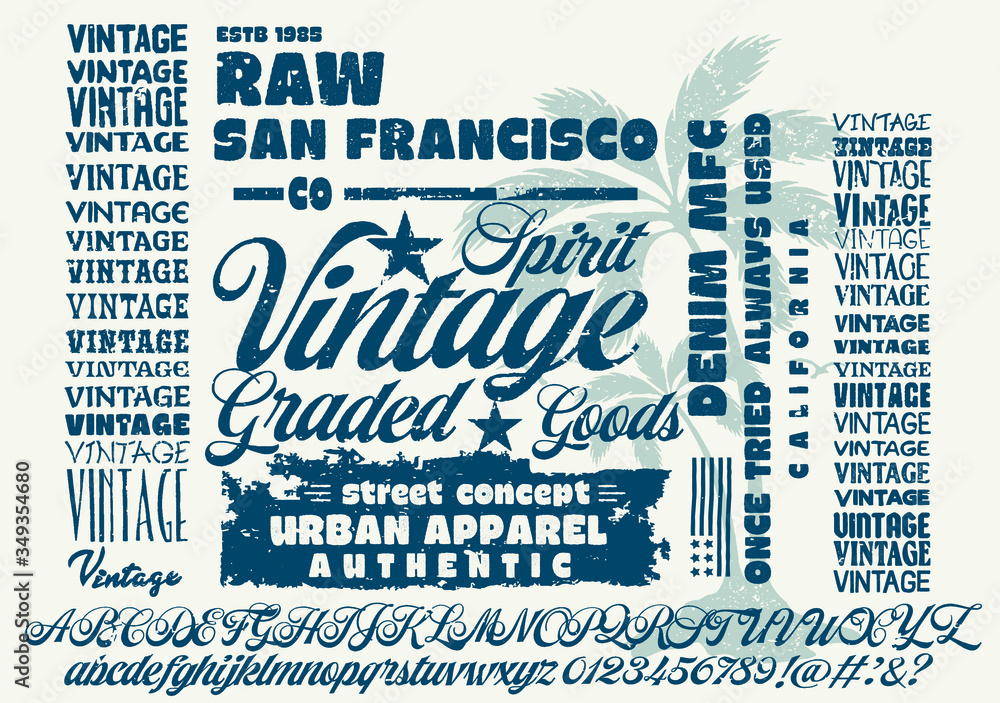 Vintage brush script lettering font, handwritten calligraphic alphabet ...