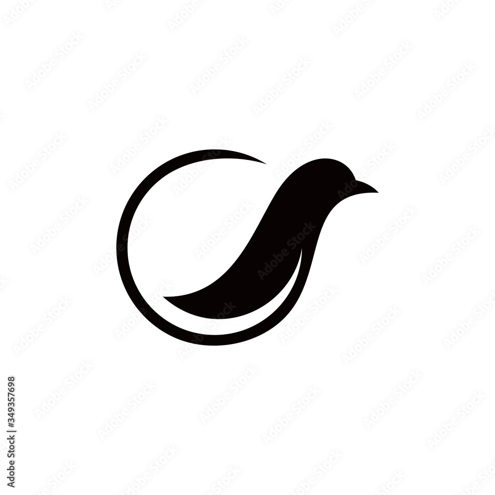 Simple magpie bird logo, on circle design concept template, isolated on ...