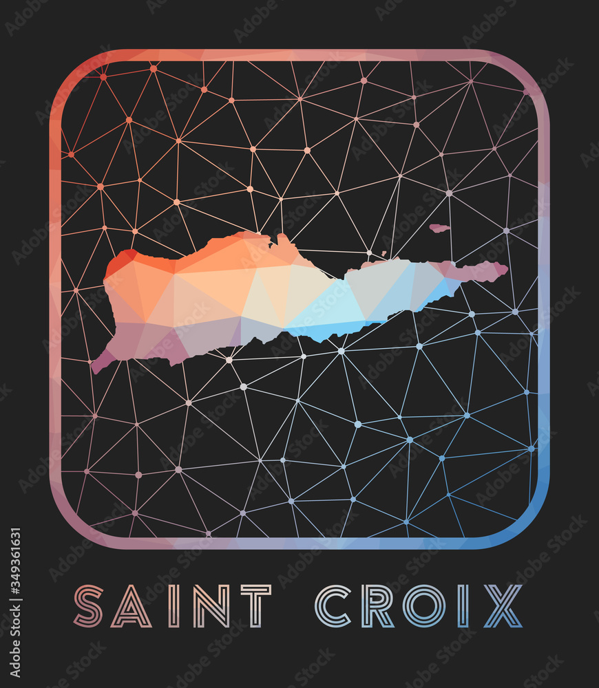 Saint Croix map design. Vector low poly map of the island. Saint Croix ...