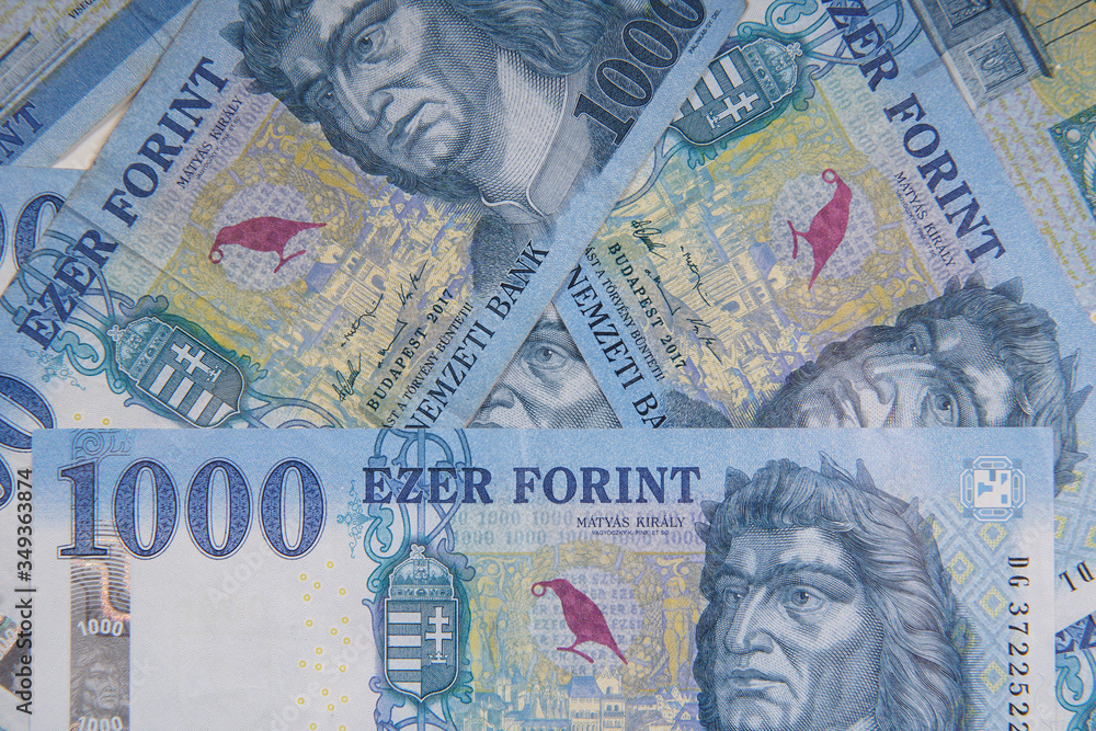 Stack of banknotes as background (Hungarian Forint) 1000 forint ...