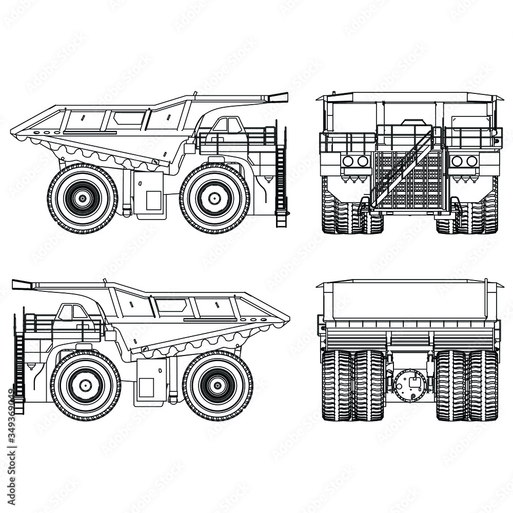 Haul truck outline vector. Special machines for the building work ...
